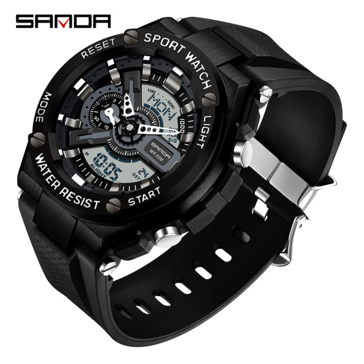 SANDA Men Brand Sports Watches Watches Alarm Clock Waterproof Digital ...