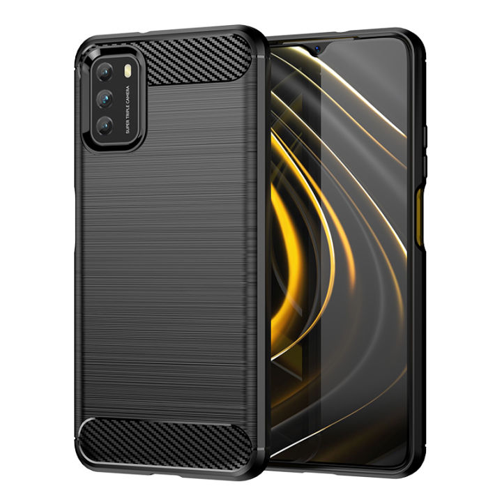 Xiaomi Mi POCO M3 Case Carbon Fiber TPU Soft Silicone Back Cover Xiaomi ...