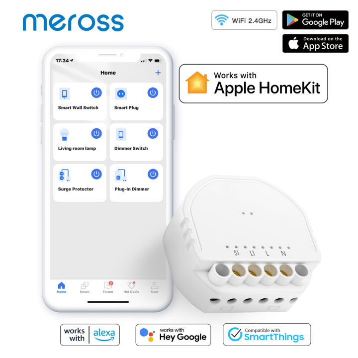 Meross HomeKit WiFi Smart Switch Module,DIY Light Switch Module,Work ...