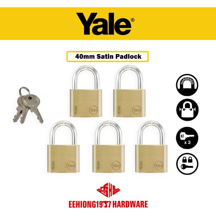 Yale Essential Series YE1 YE1/40/122/5 Solid Brass Padlock 40mm YE1-40 ...