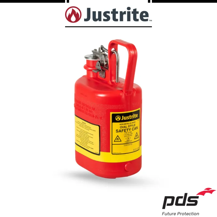Justrite 14160 Safety Can for Flammables, Oval, Flame Arrester ...