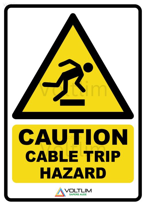 Caution Cable Trip Hazard Warning Sticker Label for EV Charging Station & Temporary Cable ...