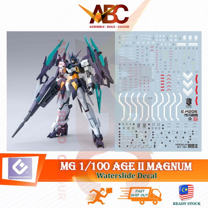 (Evo) Waterslide Decal - MG 1/100 AGE II Magnum (Fluorescent) AGE-2 AGE 2 AGE2 AGEII AGE-II AGE ...