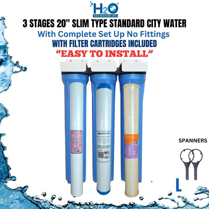 Water Filter 3 Stages 20" Slim Type Standard City Water No Fittings ...