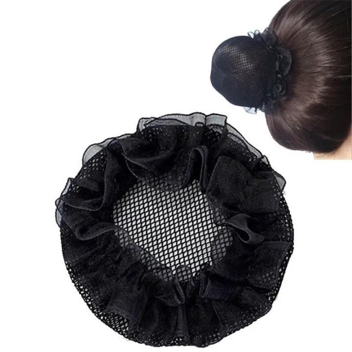 Luckin Mart Reusable Bun Hair Nets Elastic Flower Edge Hairnet for ...
