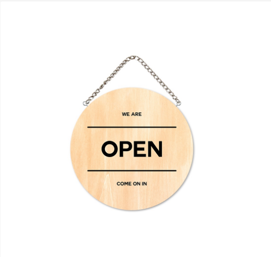 WOODEN OPEN / CLOSE DOOR SIGNAGE (BACK TO BACK) / ROUND / DOUBLE SIDED ...