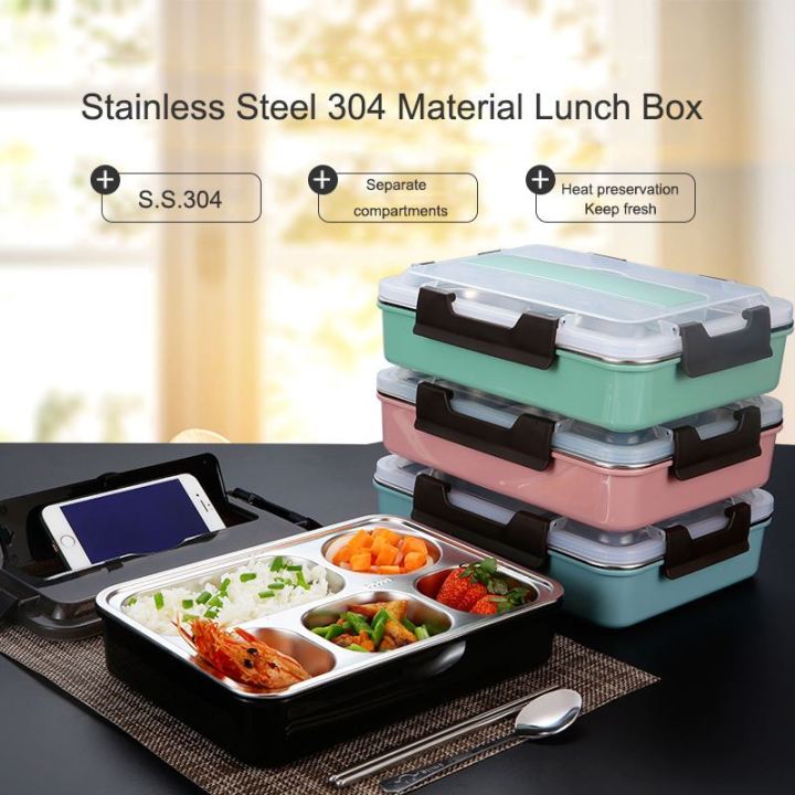 Jeff 304 Stainless Steel Lunch Box Insulation Leak-Proof Bento Box Dinnerware Set Microwave ...