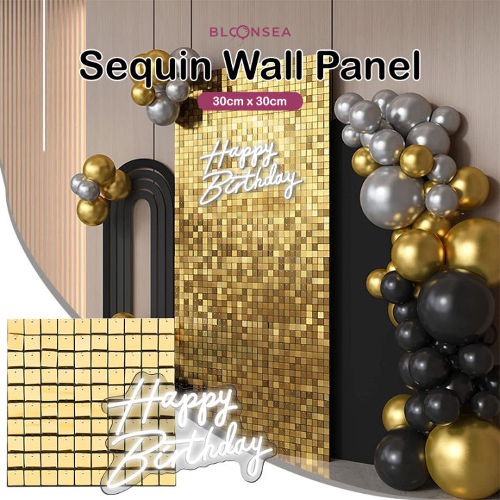 Premium Sequin Wall Panel Iridescent Party Backdrop 30X30cm Glitter ...