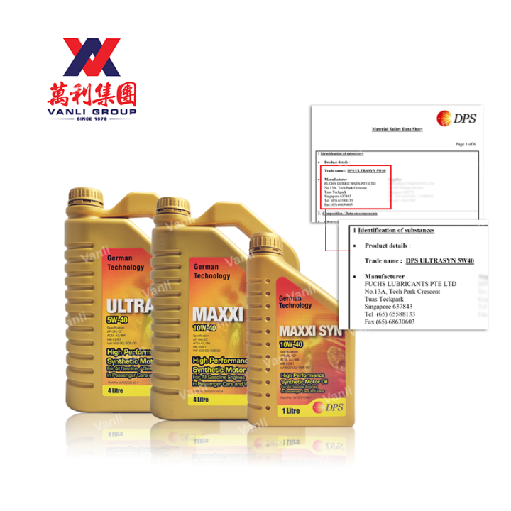 DPS Ultra-Syn 5W40 Fully Synthetic / Maxxi Syn 10W40 Semi Synthetic ...