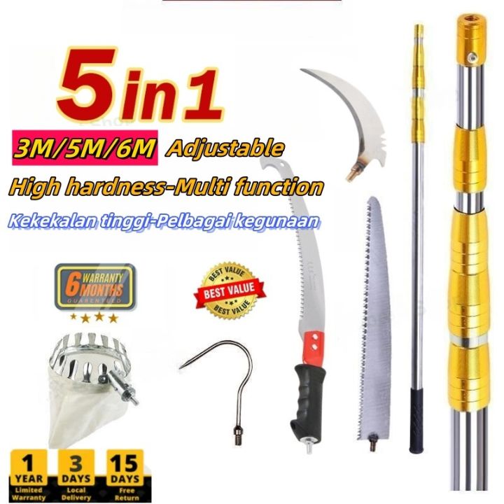 Multi-Tool Telescopic Garden Pruner Set 3M/5M/6M with Stainless Steel ...