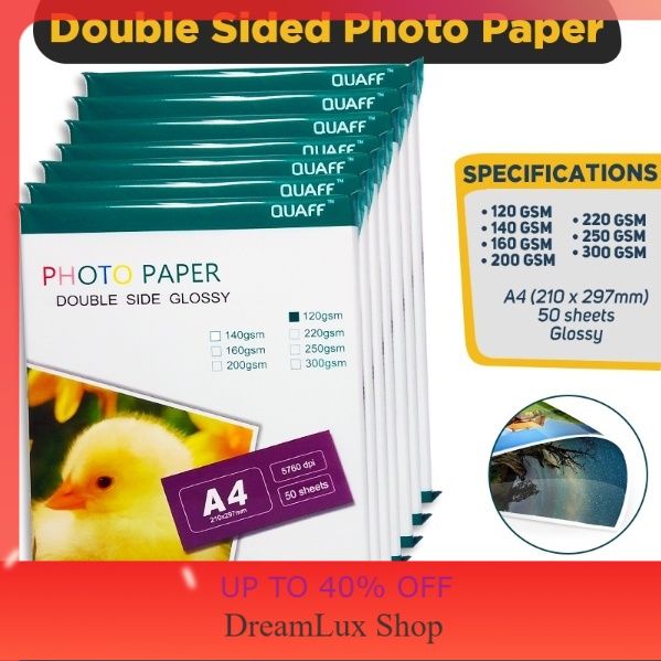 B8 Shop //DOUBLE SIDED GLOSSY PHOTO PAPER/A4 SIZE QUAFF/ 50 SHEET( 1 ...