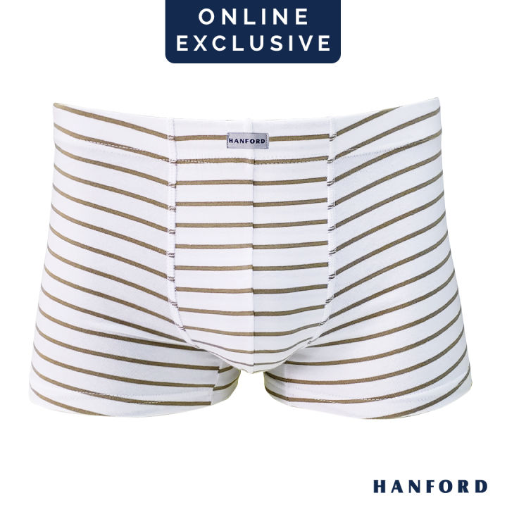 Hanford Men Cotton w/ Spandex Inside Garter Boxer Briefs Stripes ...