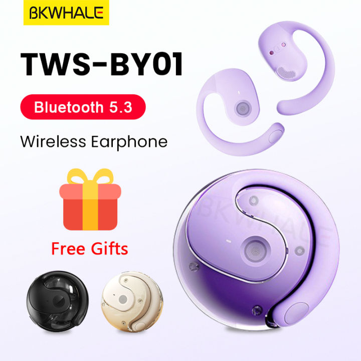 BKWHALE BY01 OWS หูฟังบลูทู ธ หูแขวนหูฟังไร้สายหูฟังกีฬาพร้อมไมโครโฟน | Lazada.co.th