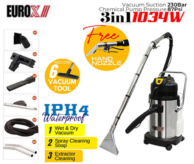 EUROX VAC3003 30L Industrial 3 IN 1 Multi-Functional Carpet Cleaner/Extractor Vacuum | Lazada
