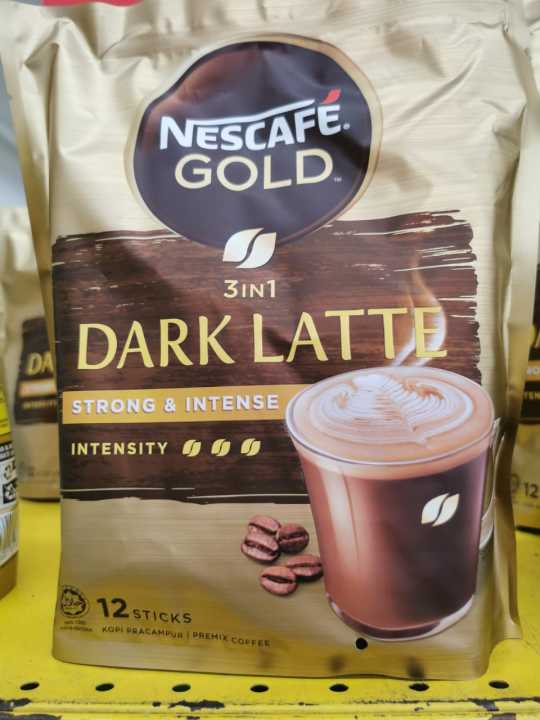 NESCAFE Gold Dark Latte 12 STICKS 3 IN 1 strong intense coffee NESCAFE ...