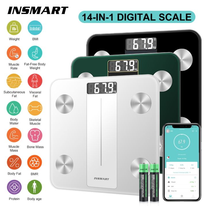 INSMART 14in1 Bluetooth BMI weighing scale human Smart Weight Scale ...