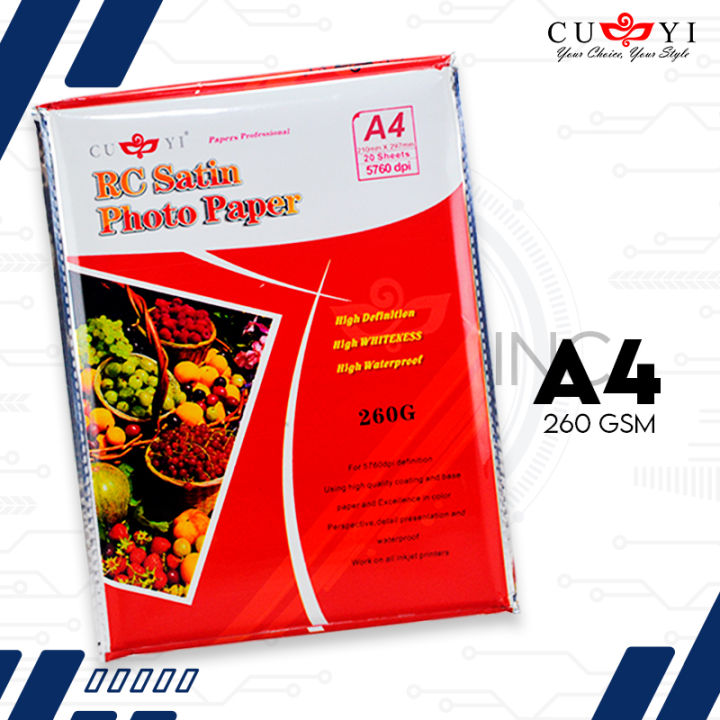 Risefully CUYI RC Satin Photo Paper 260gsm Inkjet Photo Paper A4 5R 4R ...