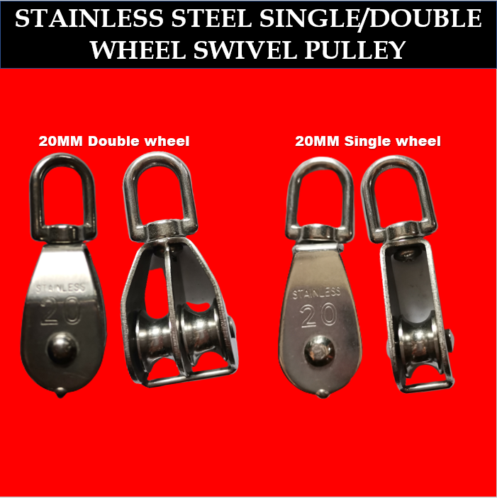 Toyu Stainless Steel Single and Double 20MM Wheel Swivel Pulley ...