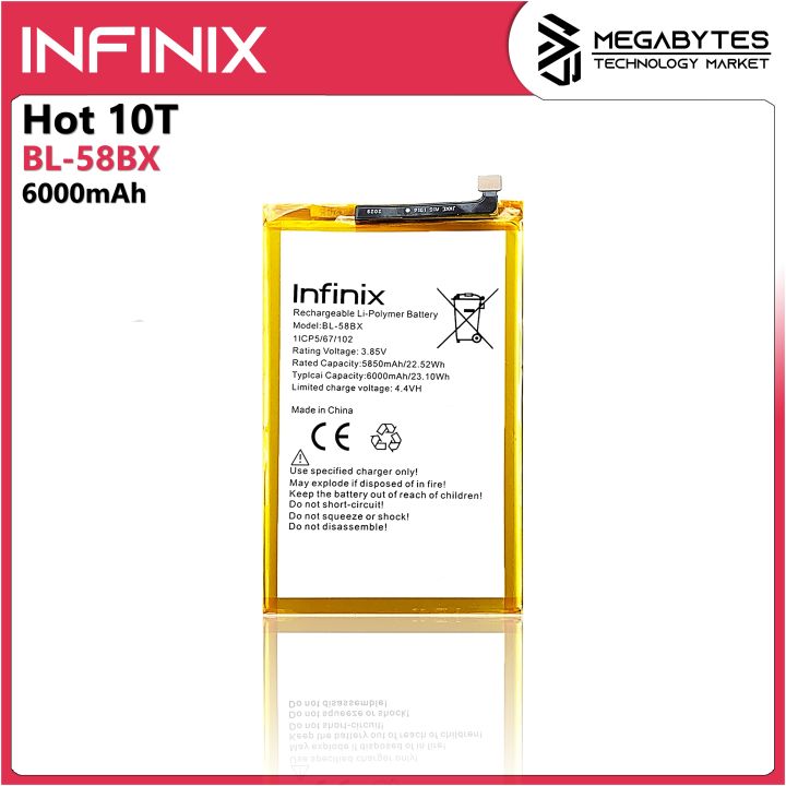 Infinix Hot 10T Battery X689C Model BL-58BX 6000mAh Capacity | Lazada PH
