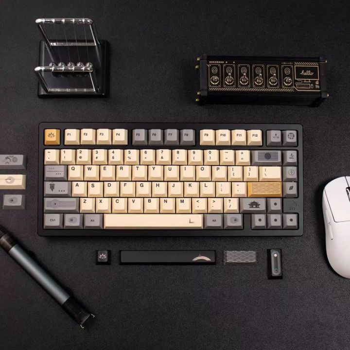【Keycap Only】Zen Temple Keycaps Keycap Minimalist Grey Beige 148 Keys ...