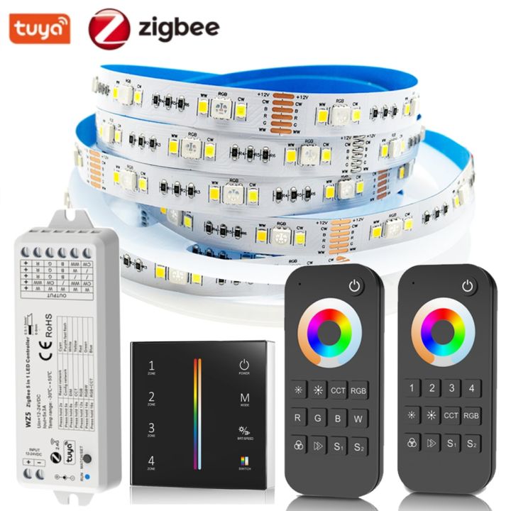 Tuya Zigbee LED Controller DC12v 24v 5050 RGBCCT LED Strip Light 4-zone ...