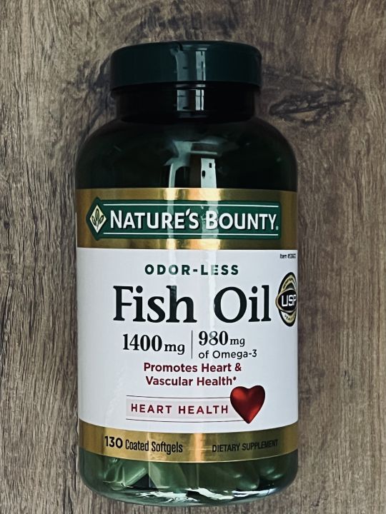 Nature's Bounty Fish Oil 1400 mg ODOR-LESS (130 Coated Softgels ...