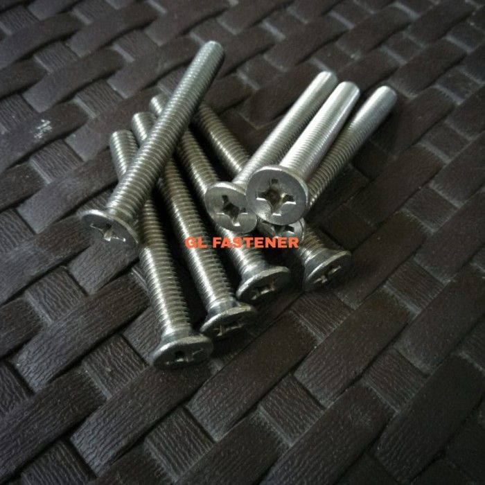 Baut JF Flat Head Stainless Steel 304 M6 x 50 / Obeng Plus / SUS 304 ...