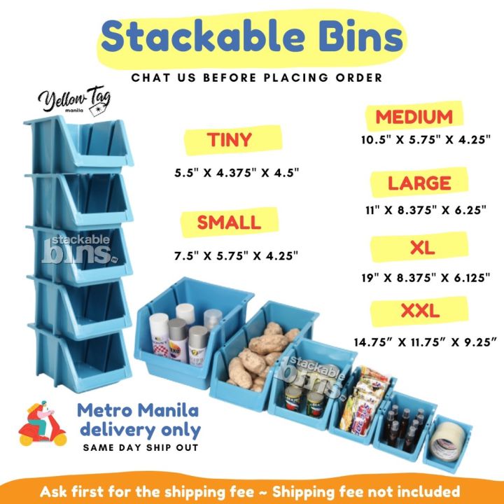 SAME DAY delivery METRO MANILA Stackable Bin Boxes Storage Organizer ...