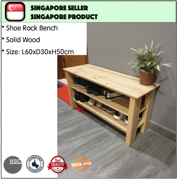 2-tier Solid Wood Shoe Rack Bench | Lazada Singapore