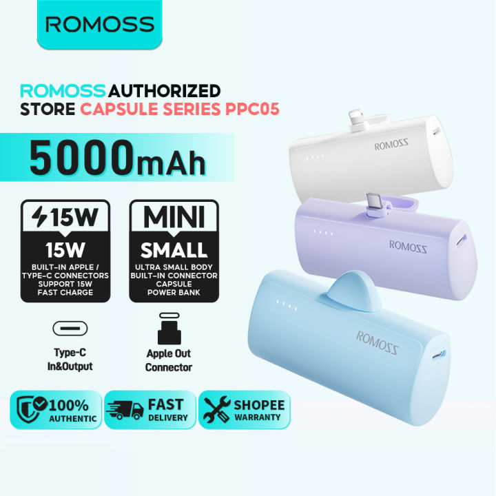 Romoss PPC05 5000mAh Powerbank PD15W 1 Input 2 Output Fast Charging ...