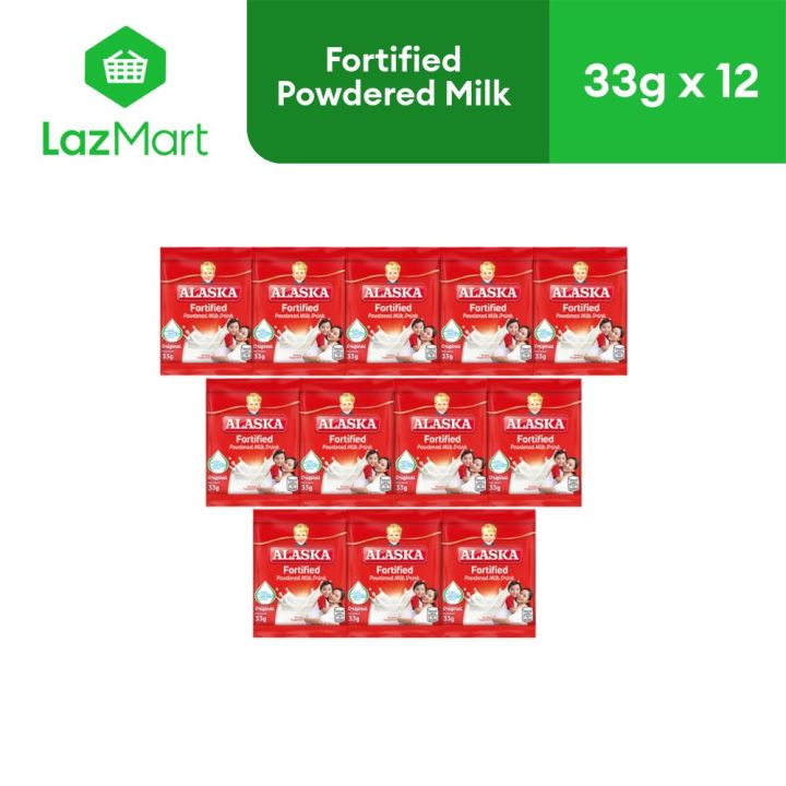 Alaska Fortified Powdered Milk Drink 33g x 12s | Lazada PH
