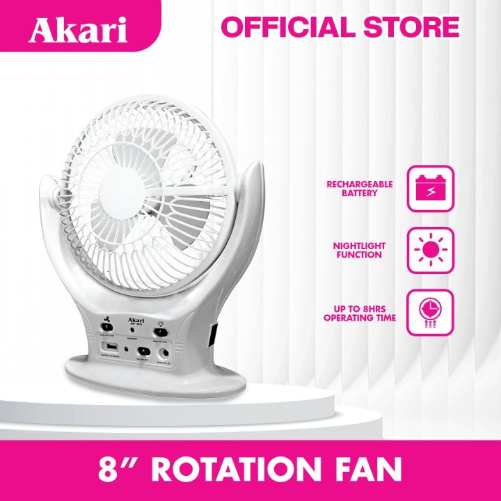 Akari 8” LED Rechargeable Cooling Fan (ARF-5873 ) | Lazada PH