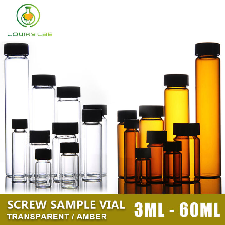 10Pcs 5-60ml Lab Glass Screw Vials Bottles Small Sample Vial Essential ...
