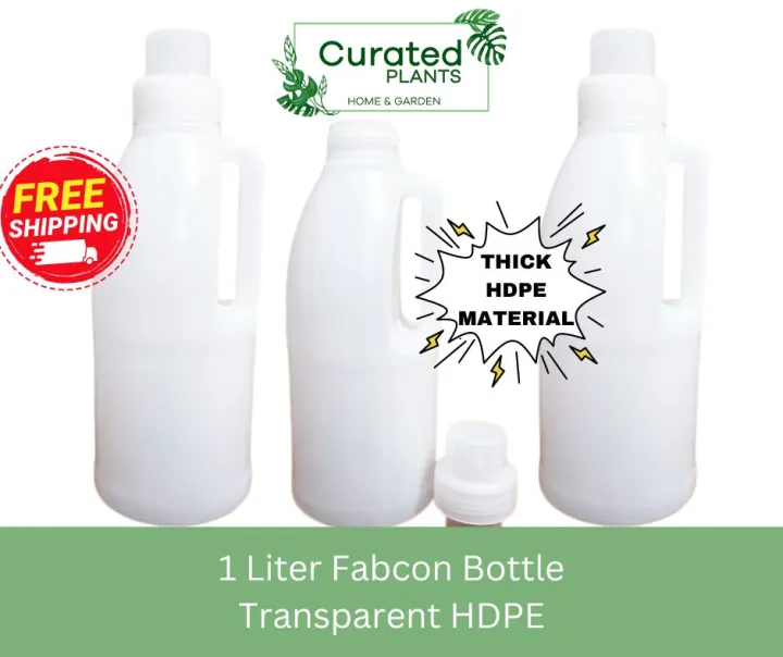 NEW! 1 Liter & 500ml Trans White HDPE Fabcon Bottle with Handle and ...
