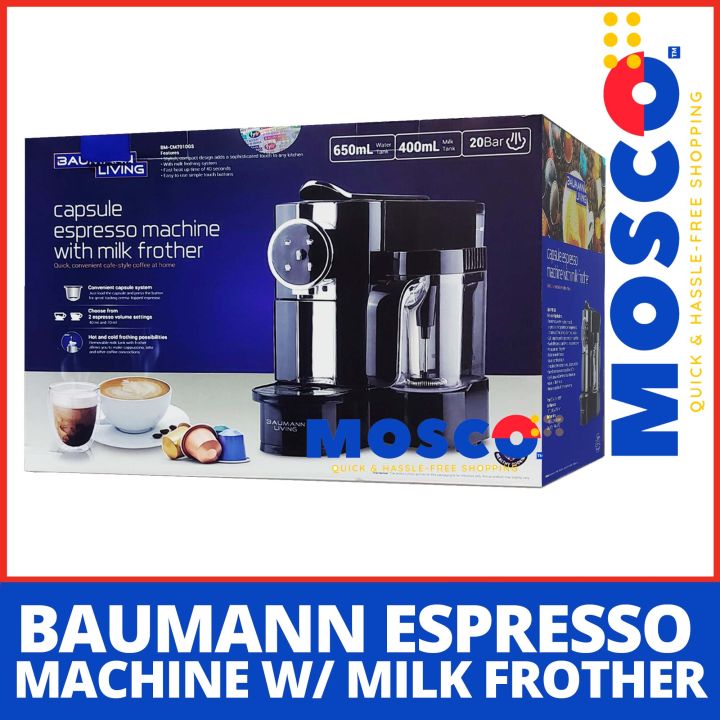 Bauman Capsule Espresso Machine with milk frother | Convenient Capsule ...