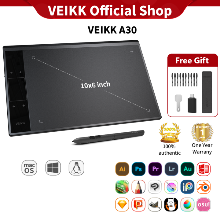 (VEIKK Official store) VEIKK A30 Graphic Drawing Tablet 10 x 6 inch 290 ...