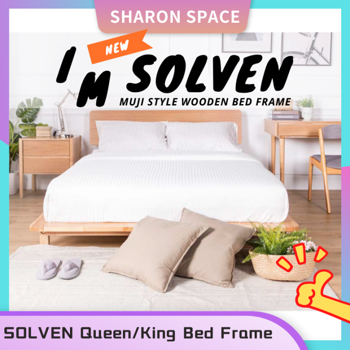 [SALES] SOLVEN Muji Concept Bed Frame / Solid Wood Bed Frame / Queen ...