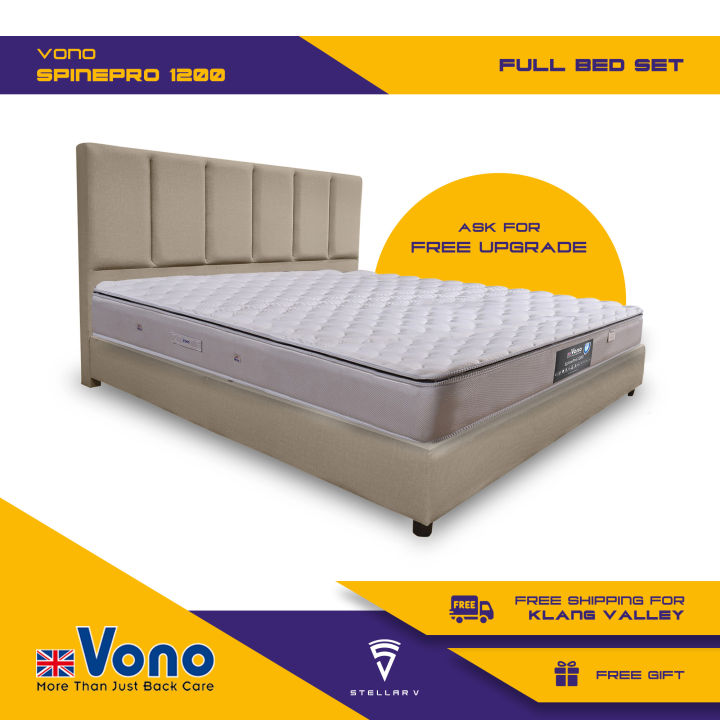 Vono SpinePro 1200 Full Bed Set, 11.5 inch Pocketed Intalok Spring ...