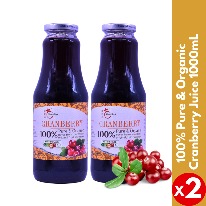 [PomeFresh] 100% Pure Organic Cranberry Juice | 1000mLX2 Bottles ...