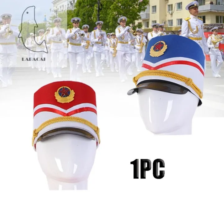 LABAICAI Cosplay Show Marching Band Hat Skin-friendly Gold Trim Strips ...
