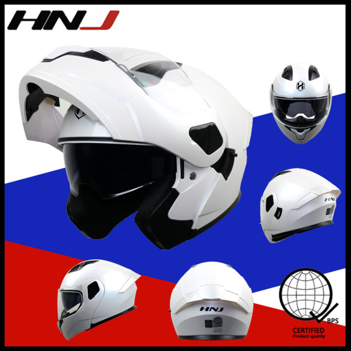 HNJ 937 PLAIN Men's Full Face For Motorcycle Helmets Dual Visor Modular ...