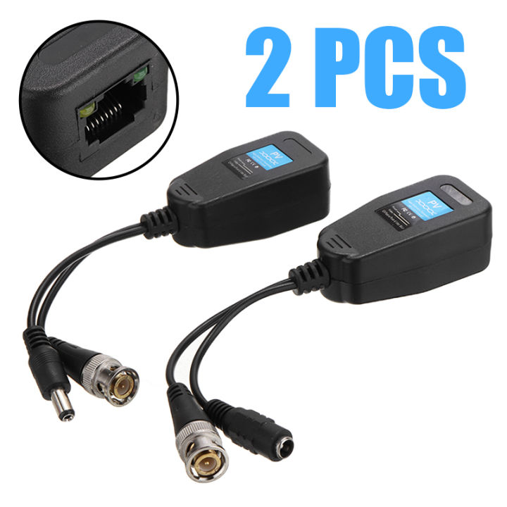 RJ45 Cat5 Cat6 BNC CCTV Camera Video Balun DC Jack Plug Hikvision Swann ...