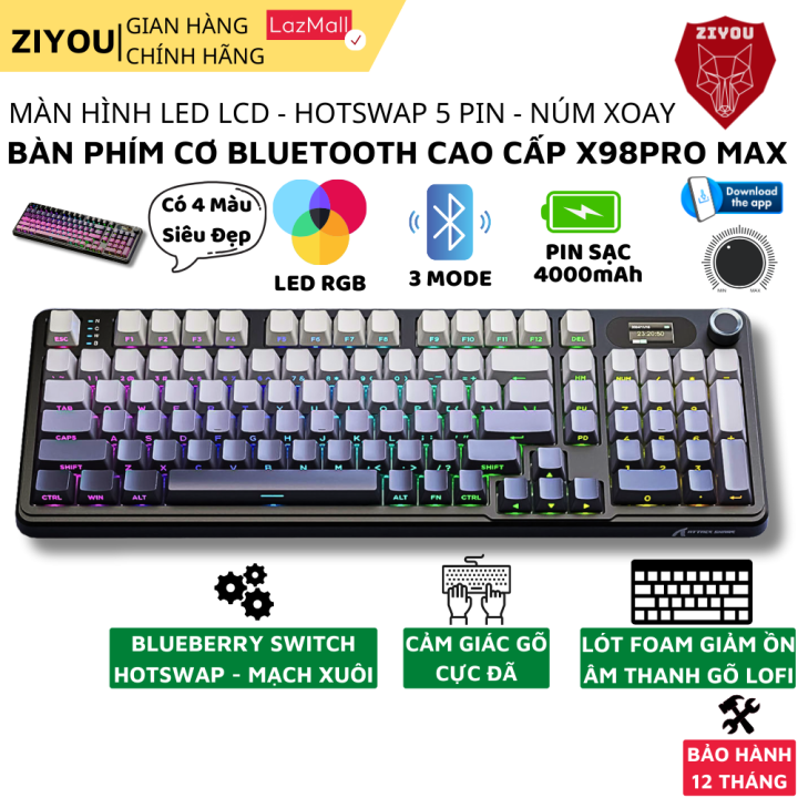 Bàn Phím Cơ Máy Tính Không Dây Ziyou Attack Shark X98 PRO MAX 3 Mode ...