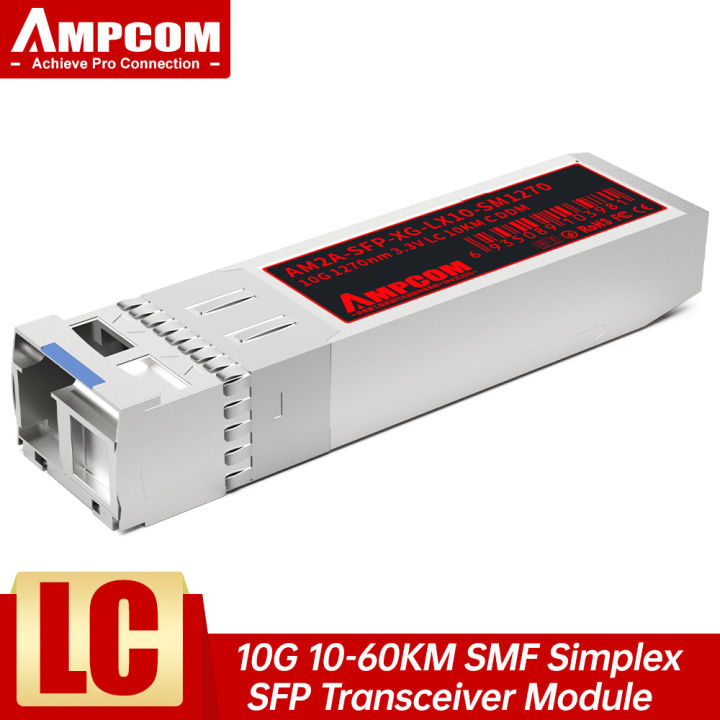 AMPCOM 10G LC SFP + โหมดเดี่ยวโมดูล Simplex Optic 10GBase-SX BiDi SFP ...