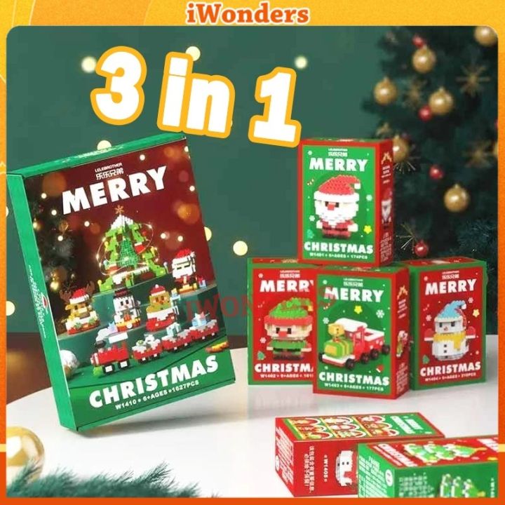 Nano Block Christmas 3in1 Santa Claus Elk Elf Building Blocks Christmas ...