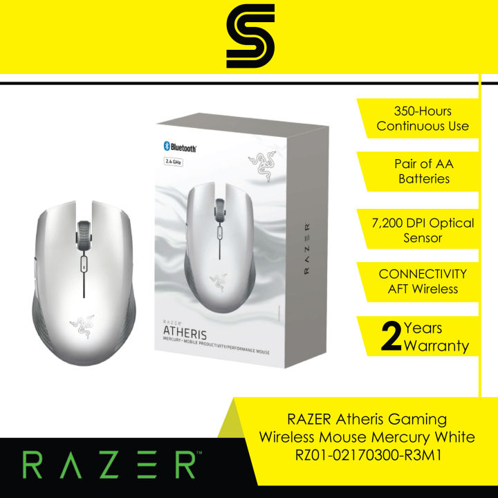 RAZER Atheris Gaming Wireless Mouse - Mercury White - RZ01-02170300 ...