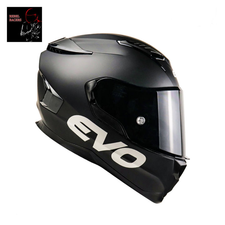 EVO AR-01 Matte Black Dual Visor Full Face Helmet with Free Clear Lens ...