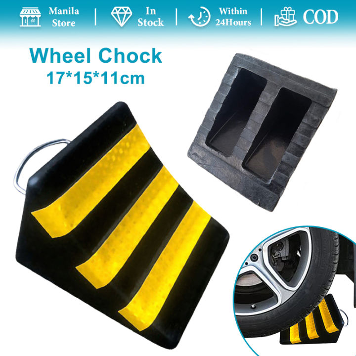 Wheel Chock ,Heavy Duty Rubber Wedge for Front and Back Tires ,for ...
