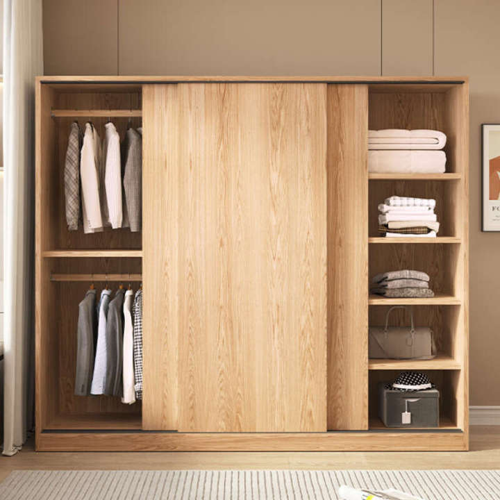 Sliding Door Solid Wood With Drawers Long Dress Wardrobe | Lazada Singapore