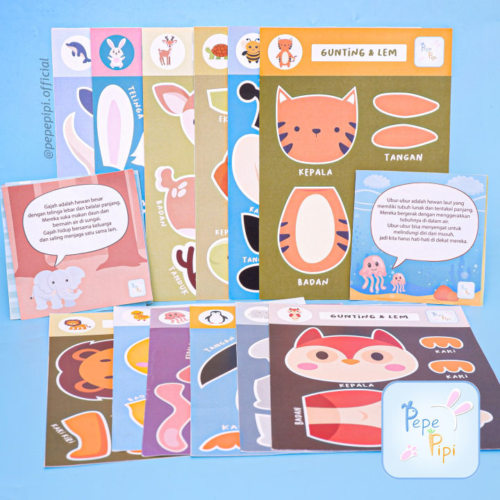 Papercraft 2D Pola Hewan Paper Craft Animal Kerajinan Kertas Cut & Play ...